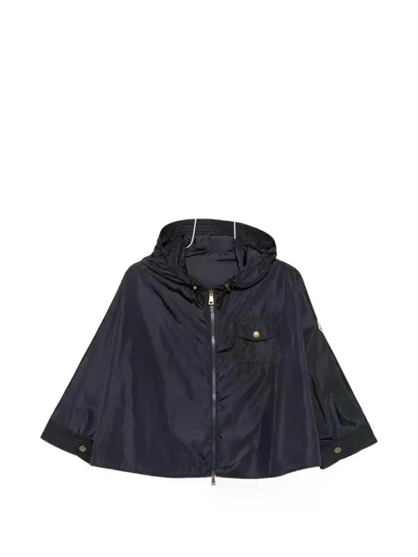 Moncler Hooded Logo-patch Cape - Blue