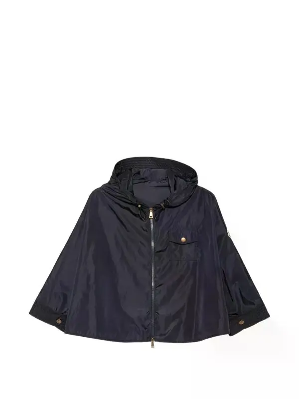 Moncler Hooded Logo-patch Cape - Blue