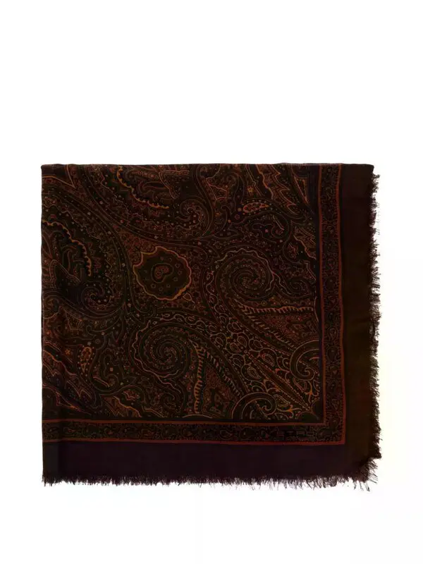 Etro Paisley-print Frayed Scarf - Brown