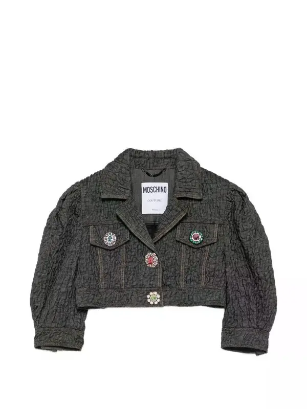 Moschino Crystal-embellished Cropped Jacket - Black