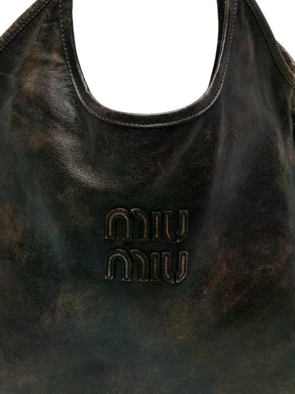 Miu Miu Ivy Logo-appliqué Leather Tote Bag