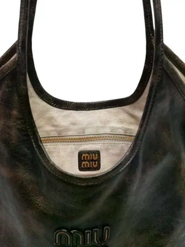 Miu Miu Ivy Logo-appliqué Leather Tote Bag