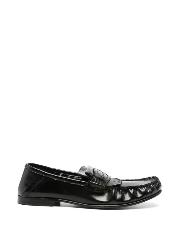 Marni Fringe-details Leather Loafers - Black