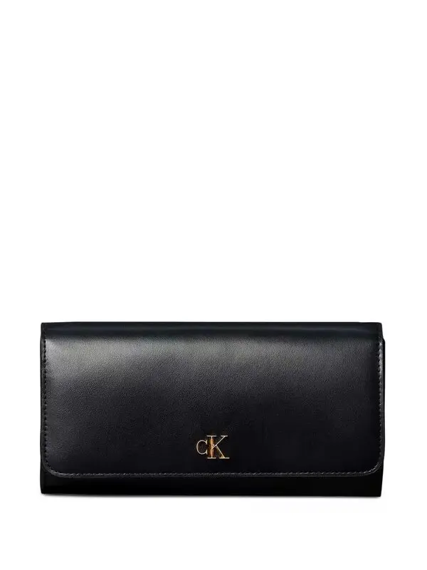 Calvin Klein Large Monogram Logo-plaque Foldover Wallet - Black