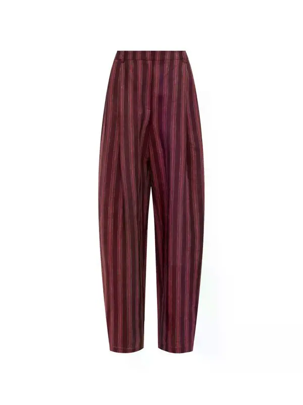 12 STOREEZ Sorbet Striped Linen Trousers - Red