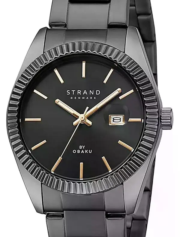 OBAKU Wellington 36mm Watch With Fluted Bezel - Black