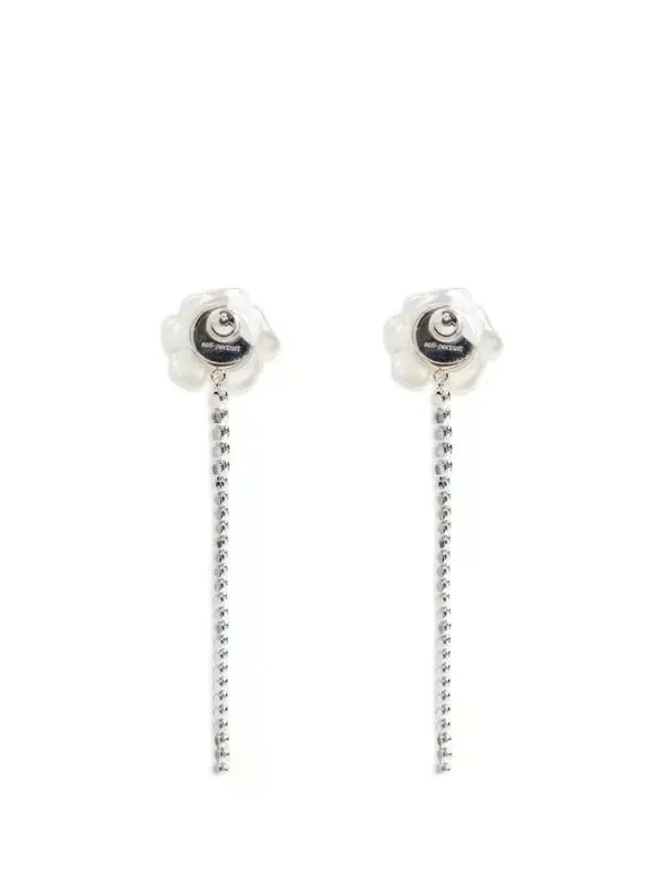 SELF-PORTRAIT Crystal Embellished Floral Motif Drop Earrings