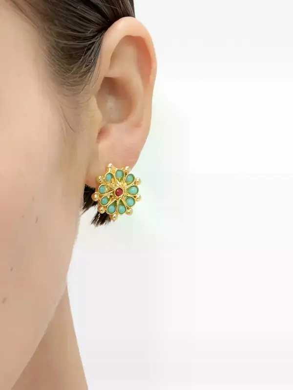OTTOMAN HANDS Marigold Beaded Stud Earrings - Gold