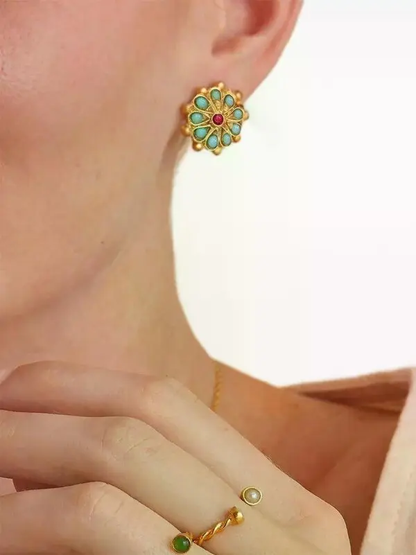 OTTOMAN HANDS Marigold Beaded Stud Earrings