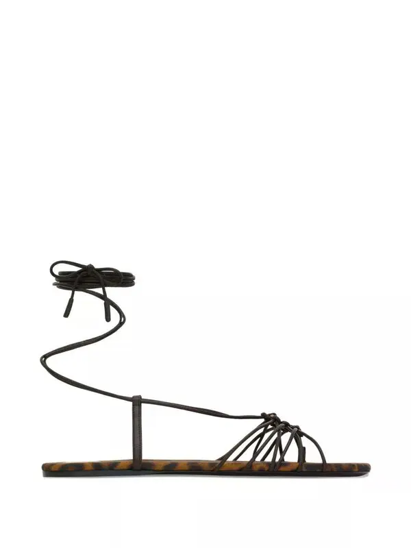 Saint Laurent Babylone Multistrap Leopard Sandals - Brown