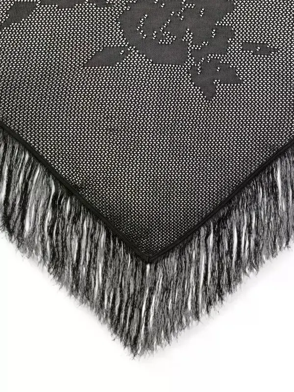 Our Legacy Fringed Floral-intarsia Scarf - Black
