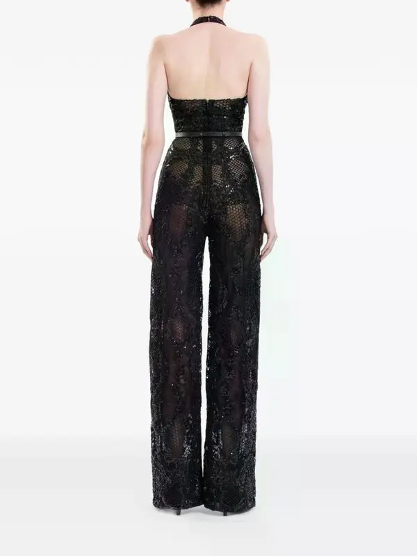 SAIID KOBEISY Embroidered Lace Jumpsuit - Black