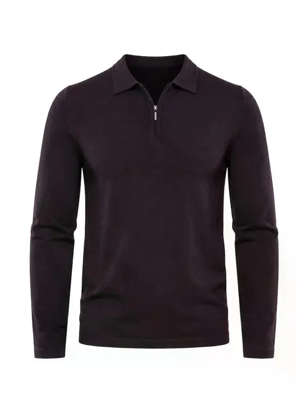 PATRICK ASSARAF Zip-up Long-sleeve Polo Shirt - Purple