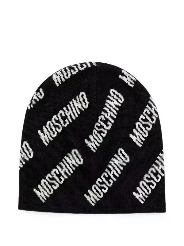 Moschino Logo-intarsia Beanie Hat - Black