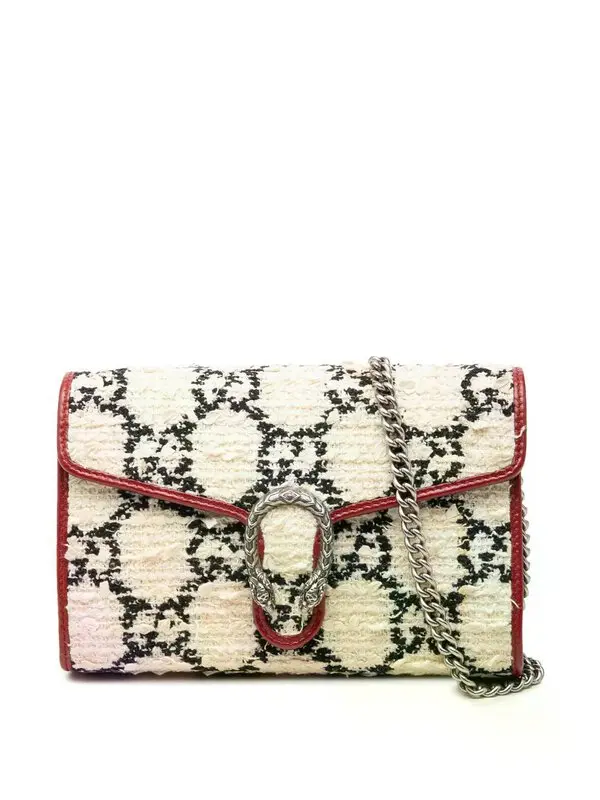 Gucci 2000-2015 Gg Tweed Dionysus Wallet On Chain Crossbody Bag - White