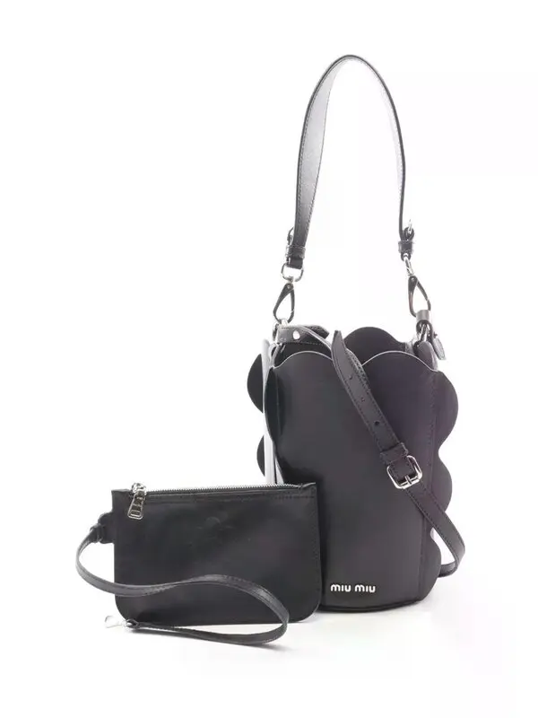Miu Miu 2010-2026 Leather Scalloped Bucket Bag Satchel - Black