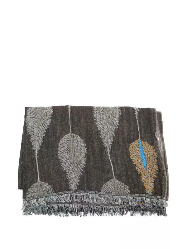 Altea Feather-pattern Fringed Scarf