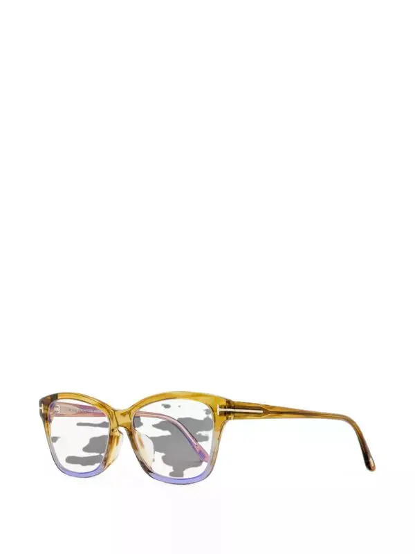 TOM FORD T-logo Rectangular Frame Glasses - Neutrals