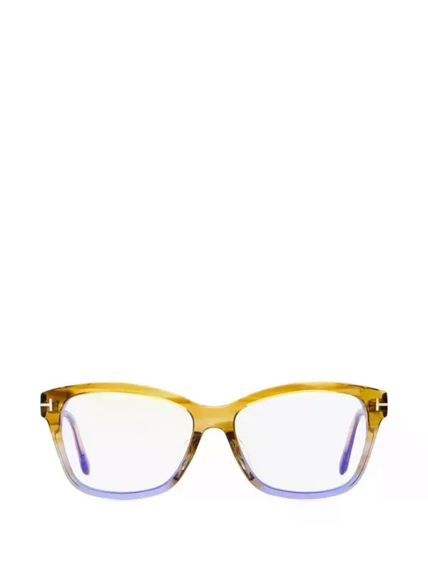 TOM FORD T-logo Rectangular Frame Glasses - Neutrals