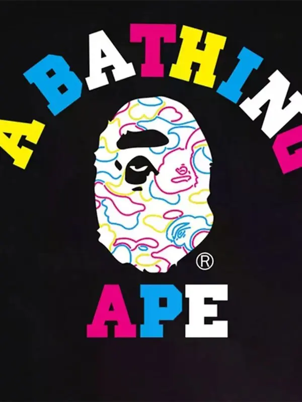 A BATHING APE Neon Camo College Logo T-shirt