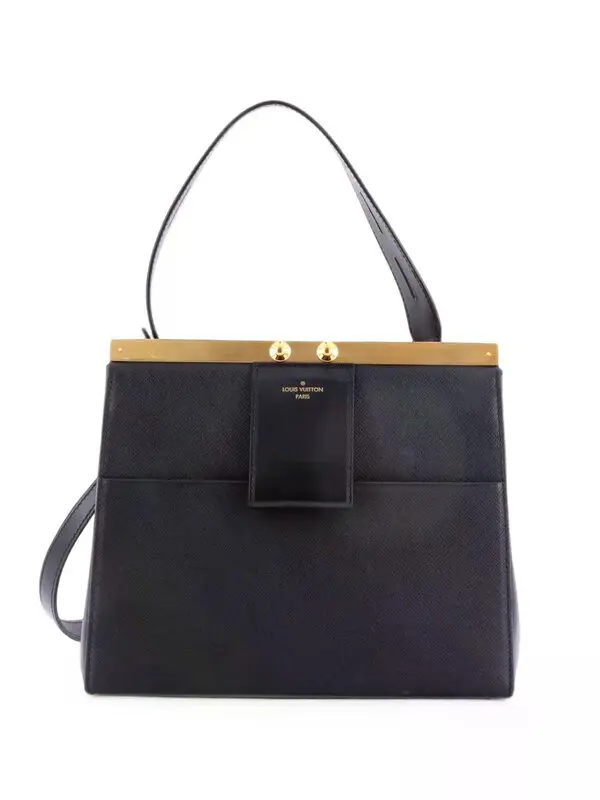 LOUIS VUITTON City Frame Top Handle Bag Taiga Leather Satchel