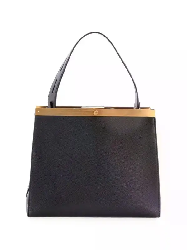 LOUIS VUITTON City Frame Top Handle Bag Taiga Leather Satchel