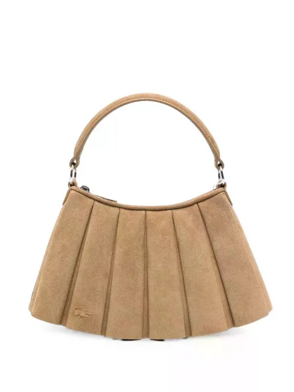 Lacoste Lenglen Pleated Suede Tote Bag - Neutrals