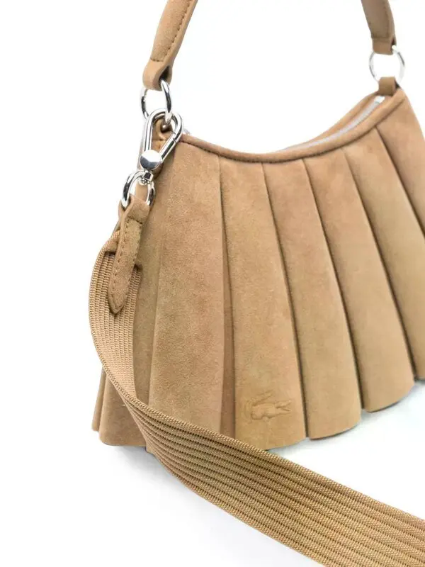 Lacoste Lenglen Pleated Suede Tote Bag - Neutrals