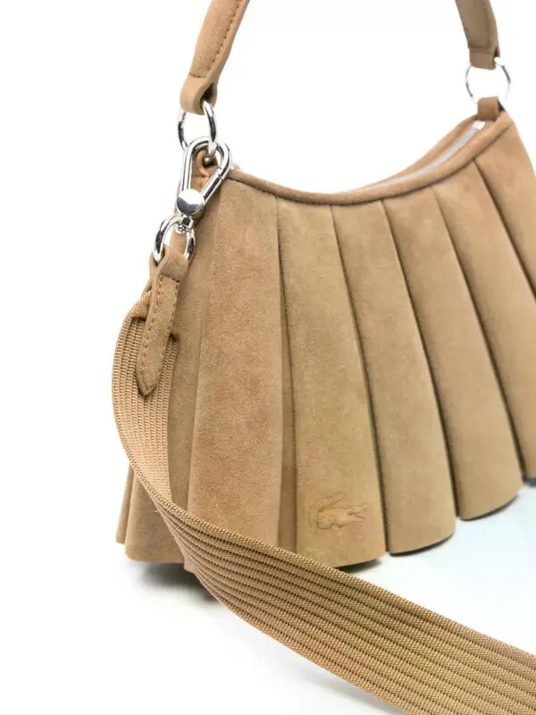 Lacoste Lenglen Pleated Suede Tote Bag - Neutrals