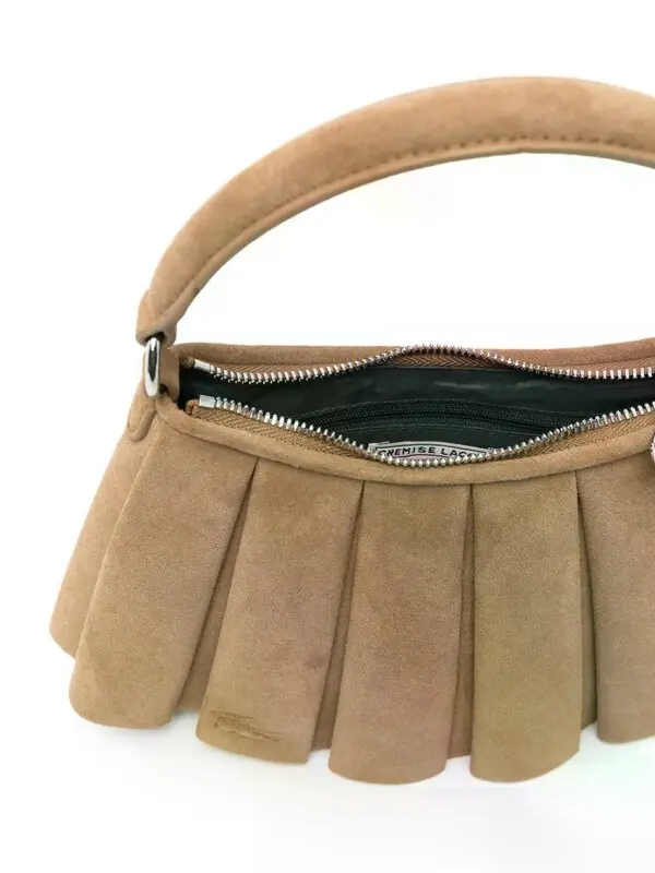 Lacoste Lenglen Pleated Suede Tote Bag - Neutrals