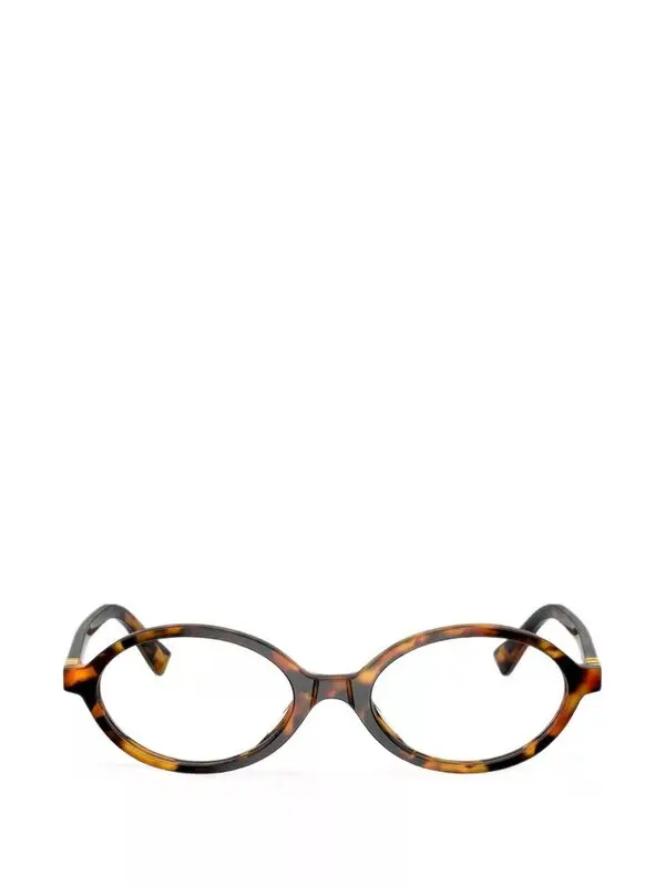 Miu Miu Tortoiseshell-effect Oval-frame Glasses