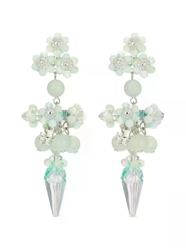 Tory Burch Beaded Floral Clip-on Earrings - Silver