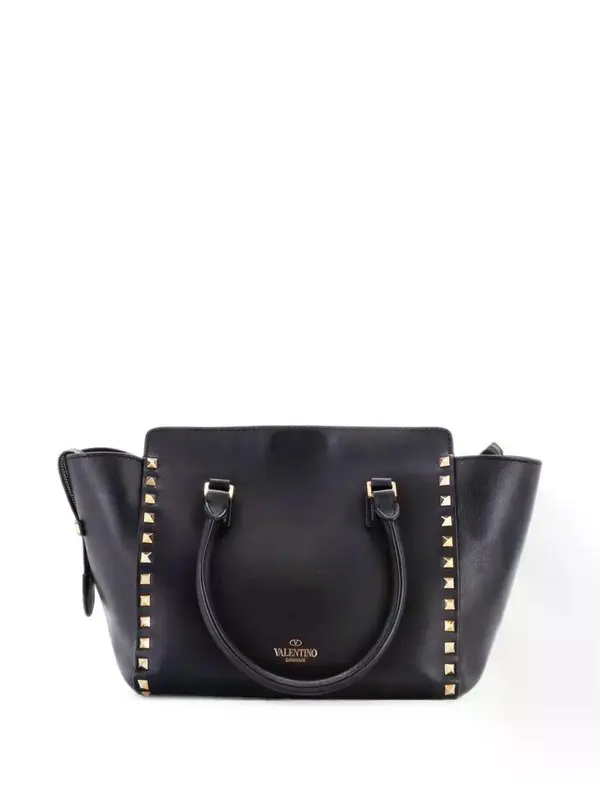 Valentino Garavani Rockstud Rigid Leather Small Tote Bag - Black