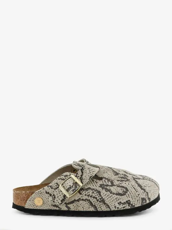BIRKENSTOCK Boston Suede Sabot With Python Print - Grey
