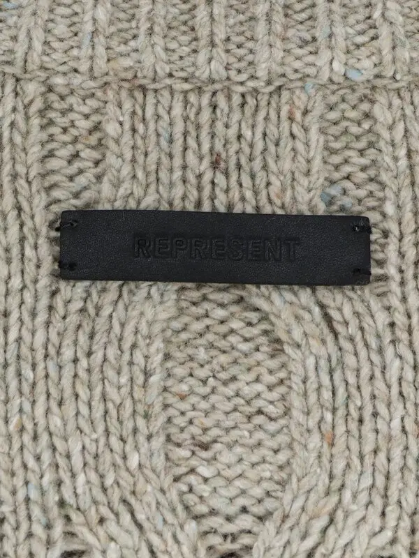 REPRESENT Distressed Cable Knit Wool Blend Sweater