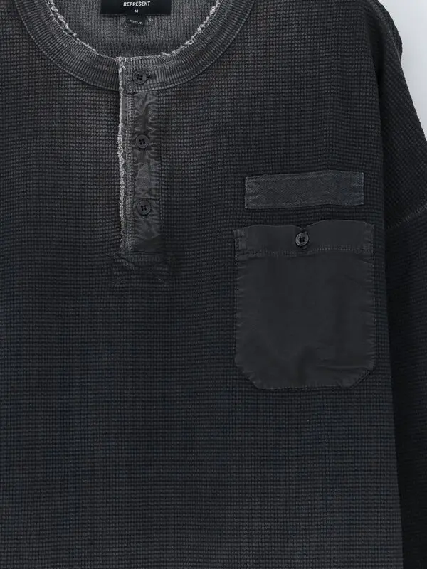 REPRESENT Cotton Henley Tshirt With A Washedout Effect