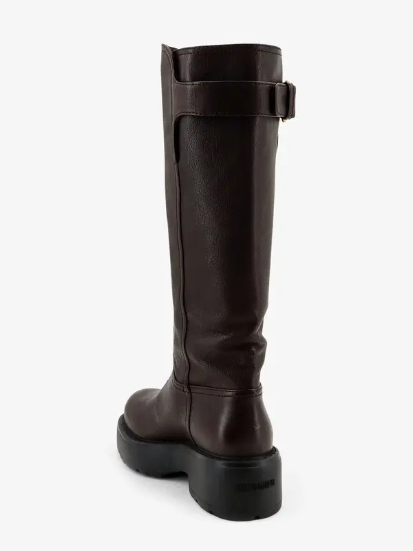 Miu Miu Leather Boots With Embossed Lettering Logo