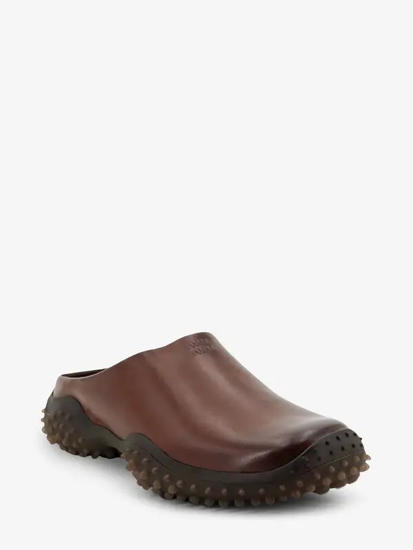 Miu Miu Leather Sabot With Embossed Logo