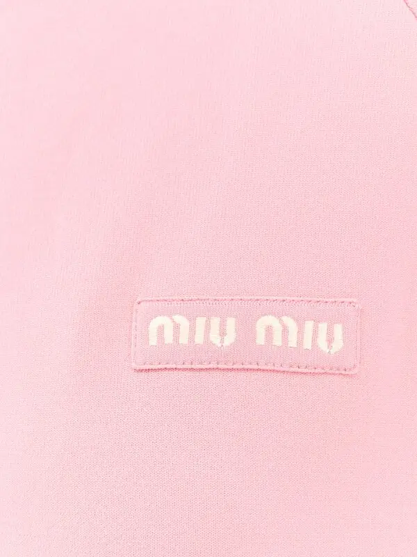 Miu Miu Silk Blend Cardigan With Embroidered Logo Patch