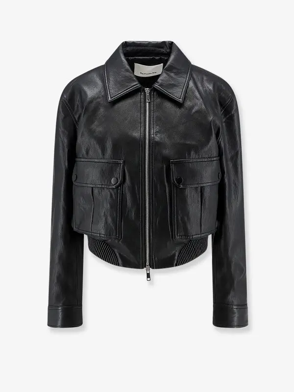 THE FRANKIE SHOP Oversized Leather Bomber Jacket - Black