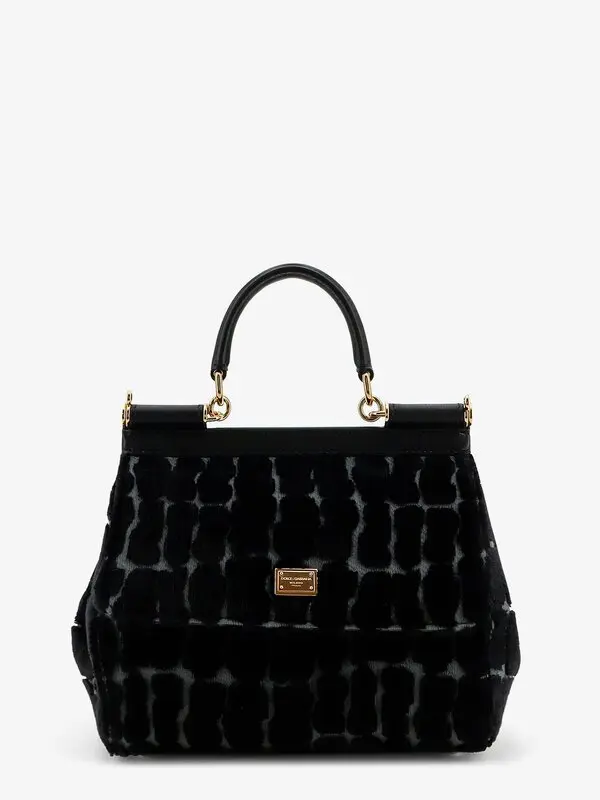 Dolce & Gabbana Sicily Velvet Handbag - Black