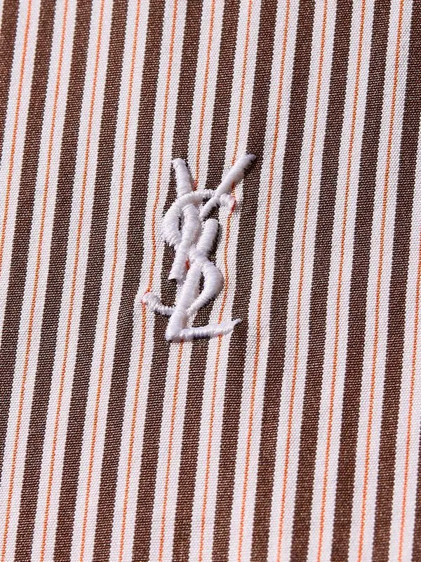 Saint Laurent Cassandre Cotton Shirt With Striped Pattern