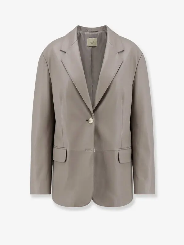 ALYSI Leather Blazer - Grey
