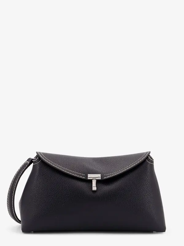 TOTEME Leather Clutch With Contrasting Stitching - Black