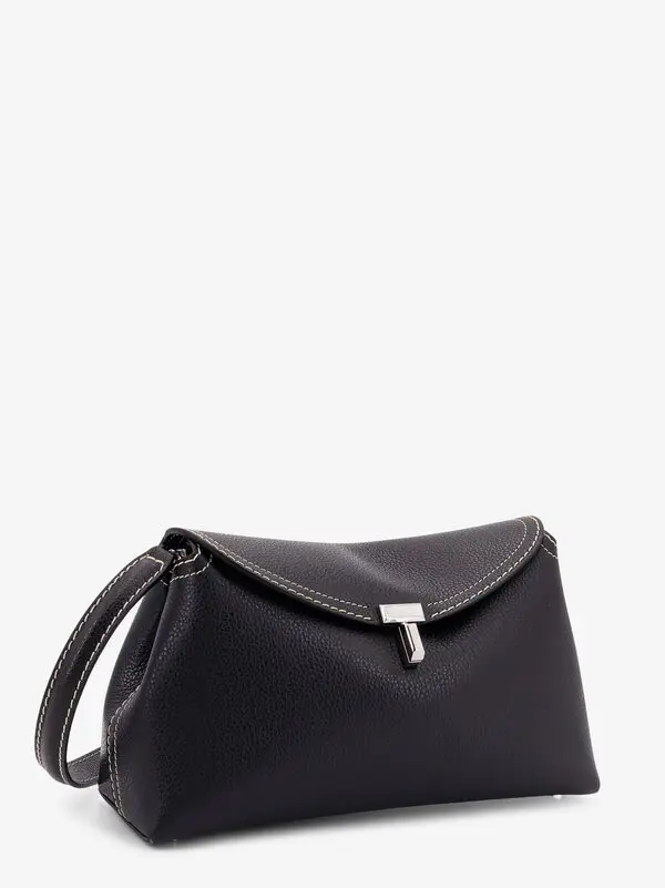 TOTEME Leather Clutch With Contrasting Stitching - Black