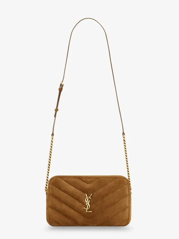 Saint Laurent Loulou Suede Bag With Cassandre Logo