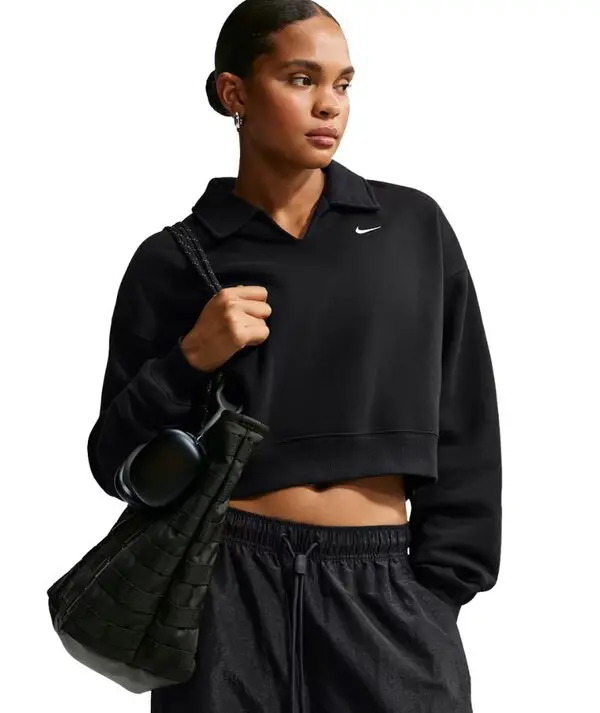 Nike Studio Fleece Medium Weight Oversized Cropped Polo