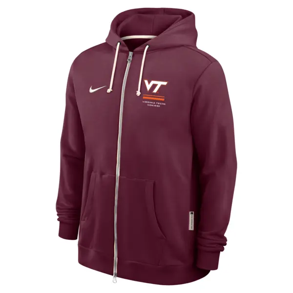 Nike Virginia Tech Sideline Standard Issue Dri-fit College Full-zip Hoodie - Red