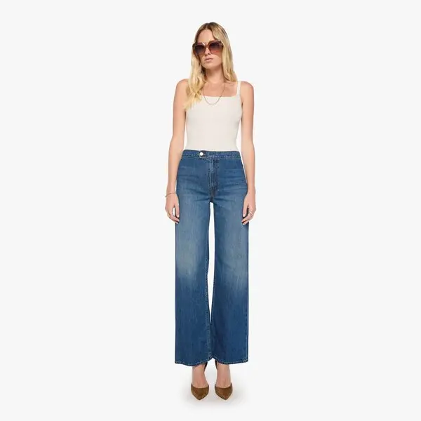 MOTHER The Tab Rerun Zip Sneak Jeans - Blue