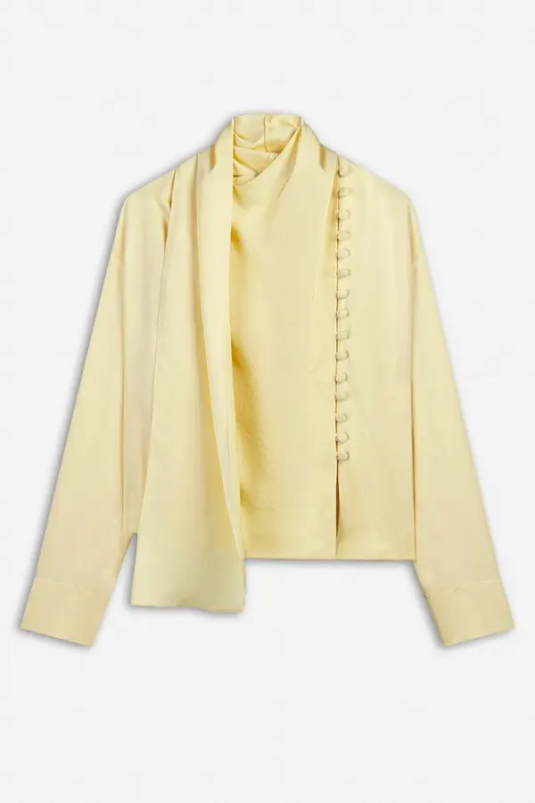 NOCTURNE Shawl Collar Blouse Mustard - Yellow